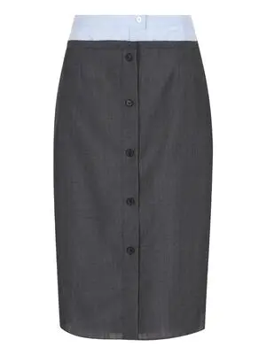 Prada Midi Skirt With Button Detail - Gray