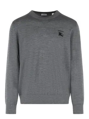 Burberry Grey Wool Sweater With Ekd Logo - Gray