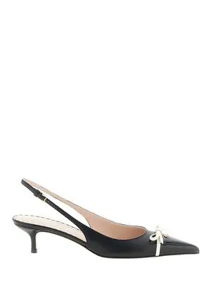 Valentino Garavani Black Patent Leather Slingback Heels With Bow Detail - Multicolor