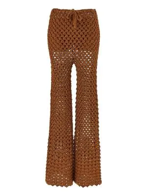 ERMANO SCERVINO Ermanno Scervino Crochet Flared Leg Pants With Drawstring Closure - Brown