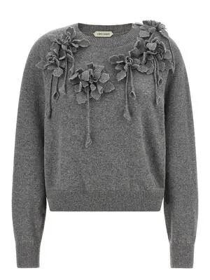 ALBERTA FERRETTI Alberta Ferretti Embroidered Flower Crew Neck Sweater