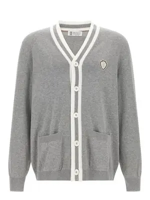 Brunello Cucinelli Heraldic Logo Cardigan - Gray