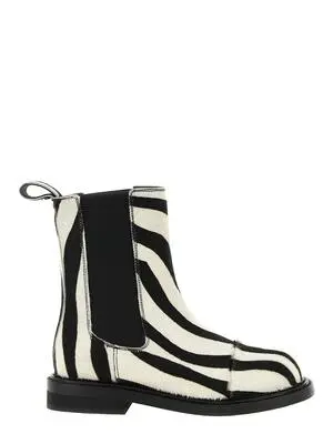 Moschino Zebra Pony Hair Chelsea Ankle Boots - Multicolor