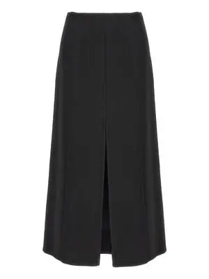 ERMANO SCERVINO Ermanno Scervino Long Wool Cloth Skirt With Front Split - Black