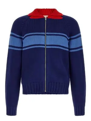 Marni Cotton Color Block Zip-up Cardigan - Blue
