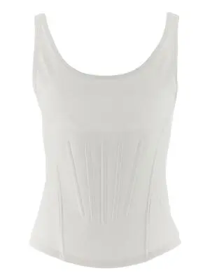 MUGLER Corseted Tank Top - White