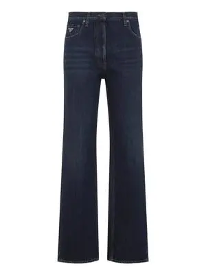 Prada Washed Denim Wide-leg Jeans - Blue