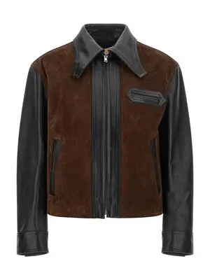 Marni Paneled Leather And Suede Jacket - Black