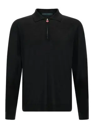 Kiton Wool Polo Shirt 14 Microns - Black
