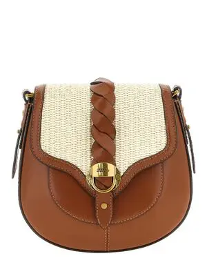 Isabel Marant Étoile Altay' Small Smooth Leather Crossbody Bag With Raffia Insert - Brown