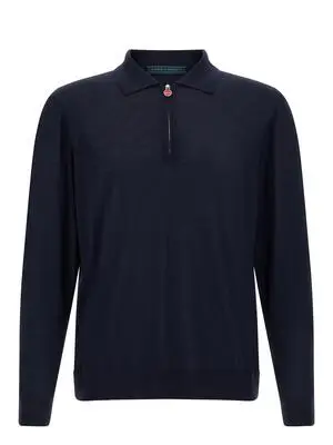 Kiton Wool Polo Shirt 14 Microns - Blue