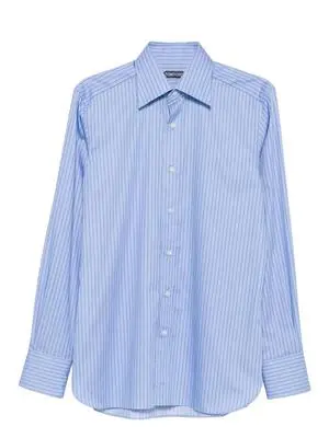 TOM FORD Striped Cotton Shirt - Blue
