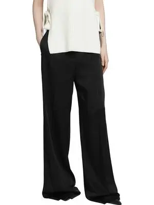 RETORI High Waisted Wide Leg Cady Trousers - Black