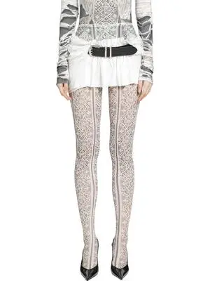DILARA FINDIKOGLU Lace-effect Mesh Tights - Grey