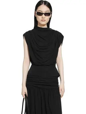 RETORI RETORI Black Draped Viscose Jersey Sleeveless Top