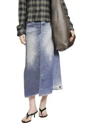 Our Legacy Craft Skirt In Azure Print Denim - Blue
