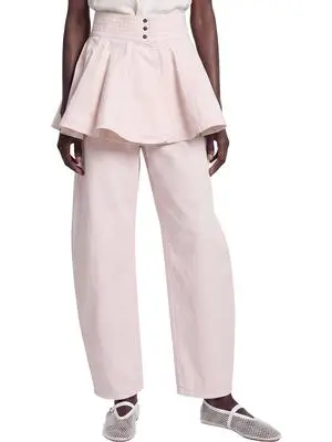 Alaïa Denim Peplum Belt Skirt - Pink
