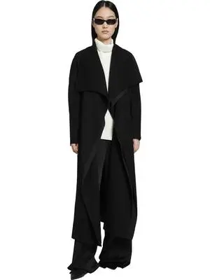 RETORI Double Wool Shawl Collar Coat - Black