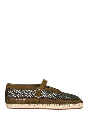 Alaïa Camouflage Green Fishnet And Suede Espadrilles - Multicolor