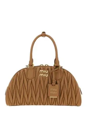 Miu Miu Matelassé Effect Top Handle Bag With Gold-tone Logo - Multicolor