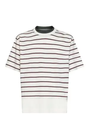 Bottega Veneta White Striped Cotton Layered T-shirt - Multicolor