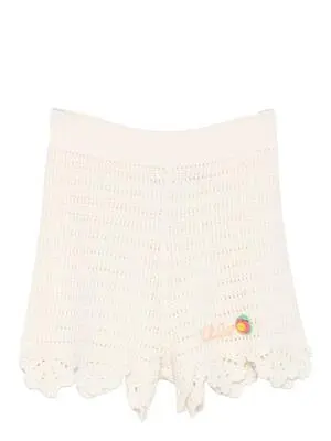 Chloé Cotton Knit Shorts With Embroidered Logo - Multicolor
