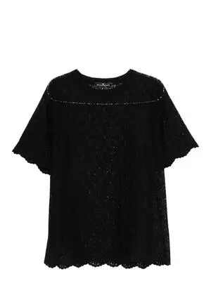 ERMANO SCERVINO Ermanno Scervino Black Lace Embroidered T-shirt - Multicolor