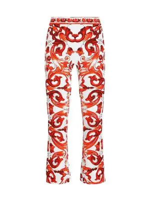 Dolce & Gabbana Maiolica Print Silk Trousers - Multicolor