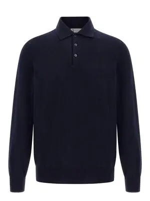 Brunello Cucinelli Cashmere Polo Shirt - Blue