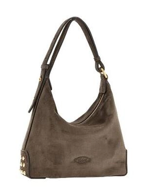 TOD'S Suede Hobo Bag With Gold-tone Metal Details - Multicolor