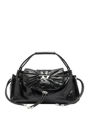 DIESEL® Black Leather Wrinkled Finish Scrunch Handbag - Multicolor
