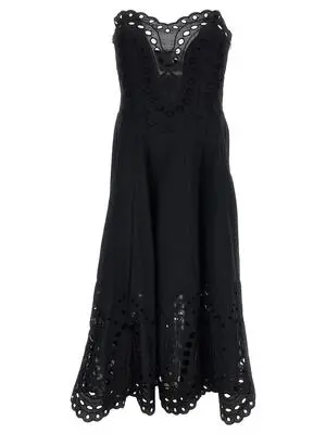 CHARO RUIZ IBIZA CHARO RUIZ Black Cotton Blend Long Dress With Lace Details