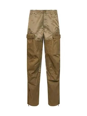 DIESEL® Khaki Stretch Cotton And Nylon Cargo Trousers - Multicolor