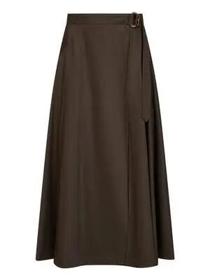 BURBERRY BURBERRY Wool Twill Belted Midi Skirt