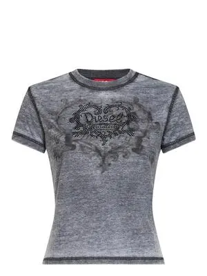 DIESEL® Black Rhinestone-embellished Jersey T-shirt - Multicolor