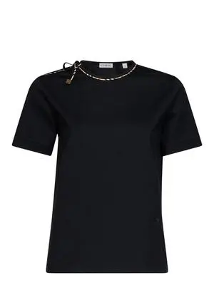 Burberry BURBERRY Cotton T-Shirt With Check Ties Multicolor