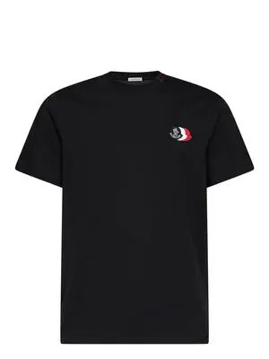 Moncler Black Cotton Jersey Logo T-shirt - Multicolor