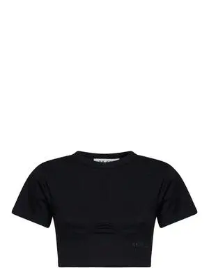 Attico Black Cotton Jersey Cropped T-shirt - Multicolor