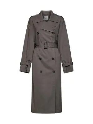 TOTEME Double-breasted Belted Trench Coat - Multicolor