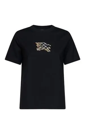Burberry BURBERRY Black Cotton T-Shirt With Equestrian Knight Design Multicolor