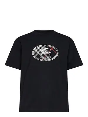 Burberry Black Cotton Knight Stamp Check T-shirt - Multicolor