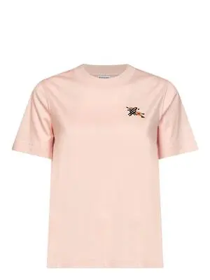 Burberry Pink Cotton T-shirt With Equestrian Knight Design - Multicolor