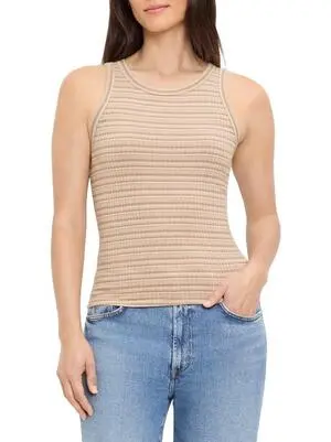 Michael Stars Carolie Ribbed Tank Top With Stripes - Macadamia