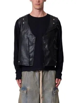 MNML Mnml Faux Leather Zipper Vest