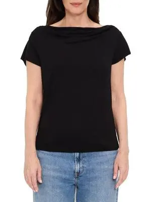 Michael Stars Desiree Cowl Neck Tee - Black
