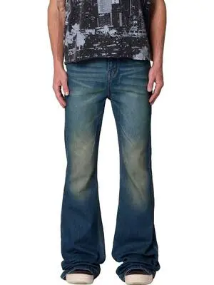 Mnml Super Stacked Relaxed Flare Leg Jeans - Blue