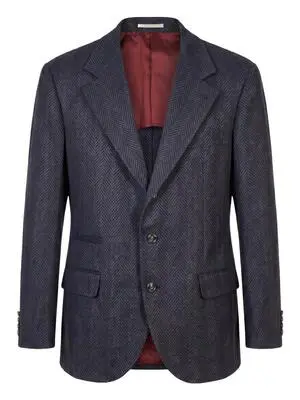 Brunello Cucinelli Long-sleeved Suit Jacket - Navy Blue