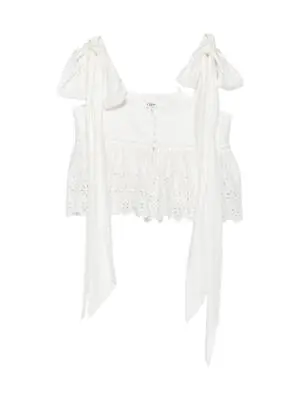 Chloé Embroidered Square Neck Top - Multicolor