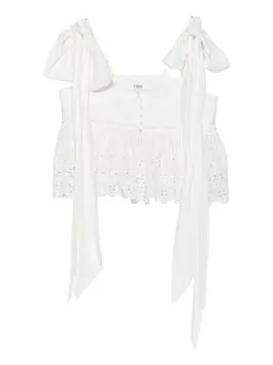 Chloé CHLOÉ Embroidered Square Neck Top Multicolor