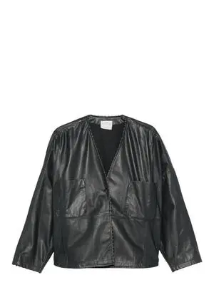 FORTE_FORTE Leather Kimono Jacket With Bead Embellishment - Multicolor